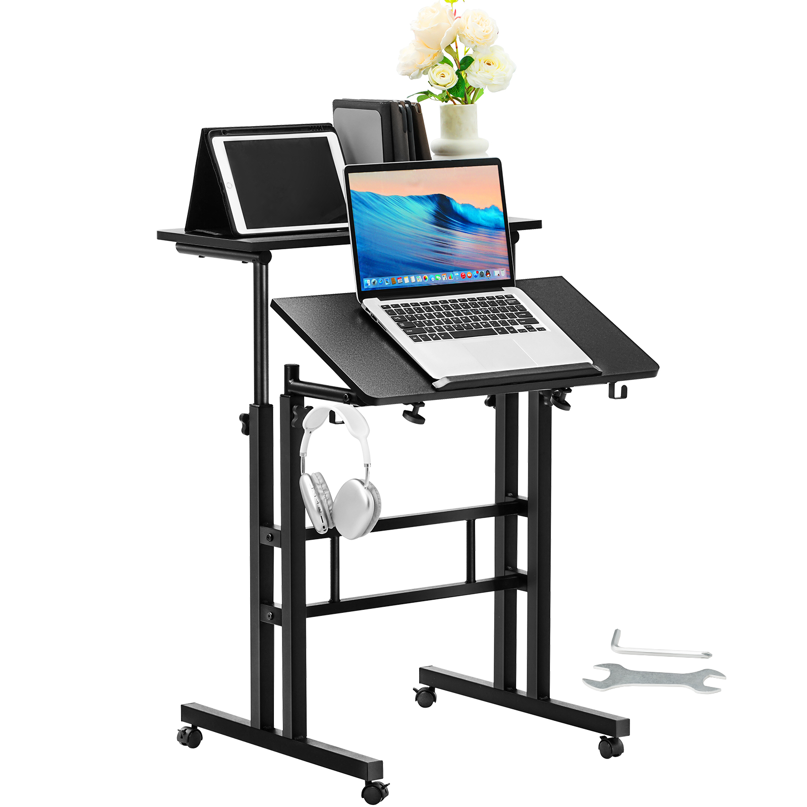 Mobile Standing Desk Height Adjustable Sit-Stand Desk Laptop Desk for ...