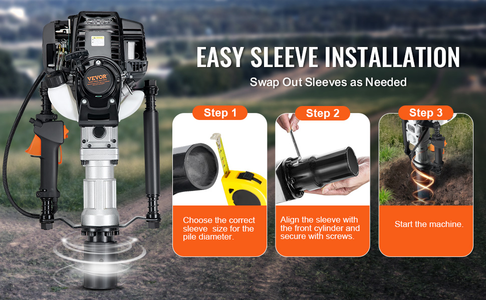 VEVOR 37.77cc Gas-Powered T Post Driver 4-Stroke Fence Piling Pounder w ...