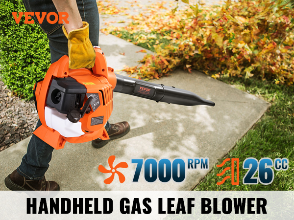 VEVOR Leaf Blower, 26CC 2-Cycle Handheld Leaf Blower with A Fuel Tank ...