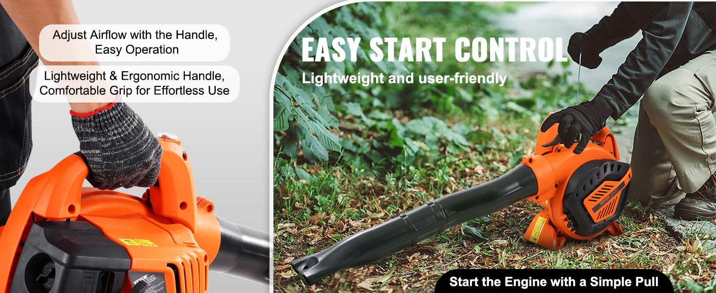 VEVOR Gas Leaf Blower, 26CC 2-Cycle Handheld Leaf Blower with A Fuel ...