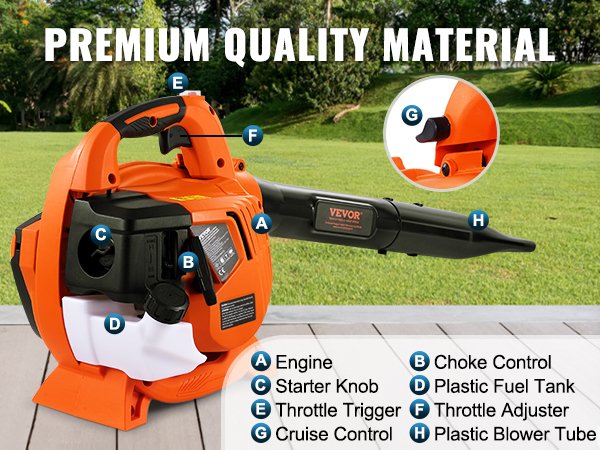 VEVOR Gas Leaf Blower, 26CC 2-Cycle Handheld Leaf Blower with A Fuel ...