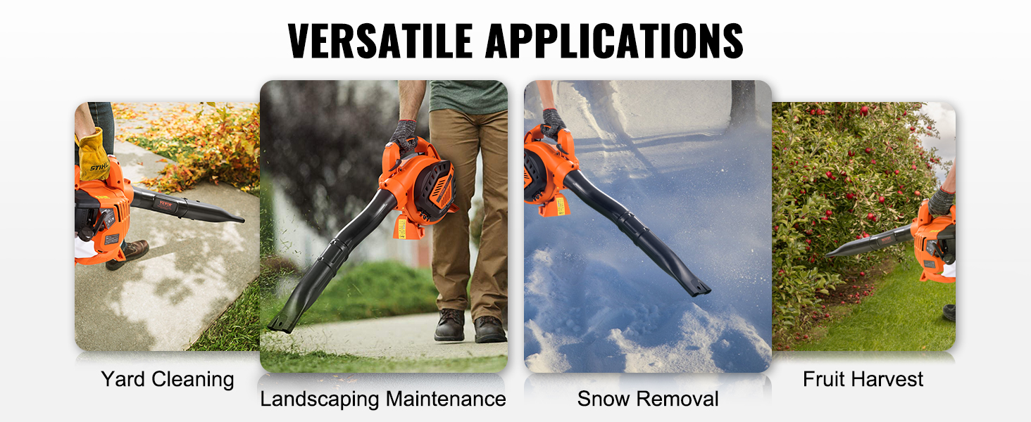 VEVOR Gas Leaf Blower, 26CC 2-Cycle Handheld Leaf Blower with A Fuel ...