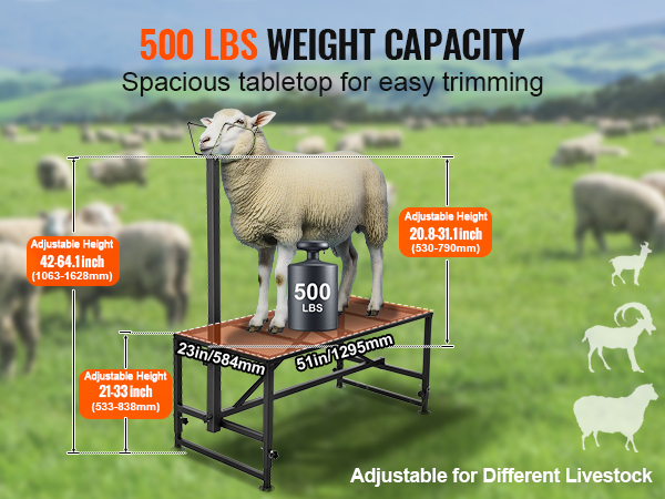 VEVOR Goat & Sheep Stand, 51x23 inch Livestock Stand, Metal Livestock ...