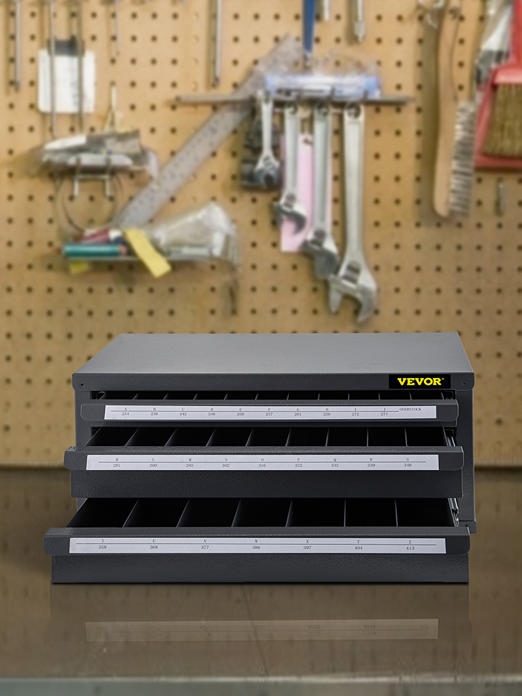 VEVOR Drill Bit Dispenser Cabinet, Three-Drawer Drill Bit Dispenser ...