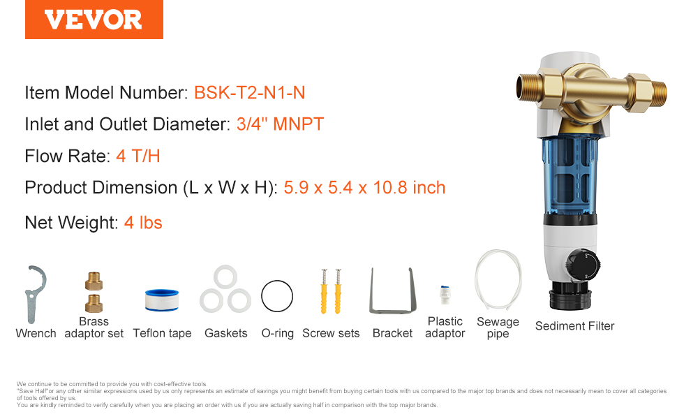 VEVOR Spin Down Filter, 40 Micron Whole House Sediment Filter for Well ...