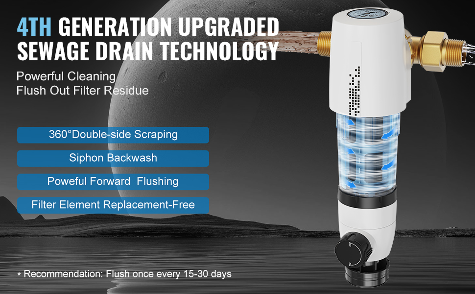 VEVOR Spin Down Filter, 40 Micron Whole House Sediment Filter for Well ...