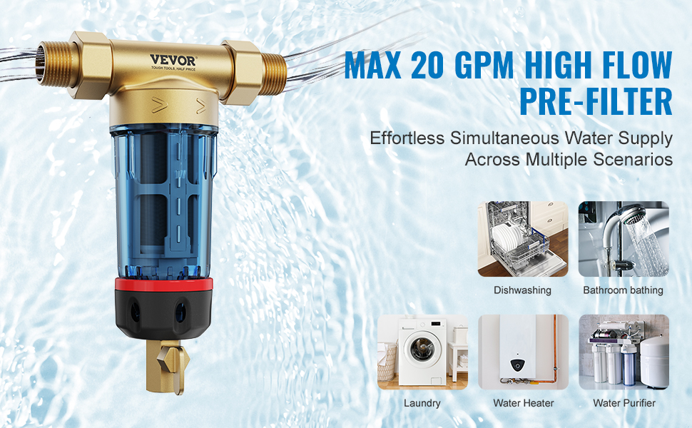 VEVOR Spin Down Filter, 40 micron hele huis sedimentfilter voor ...