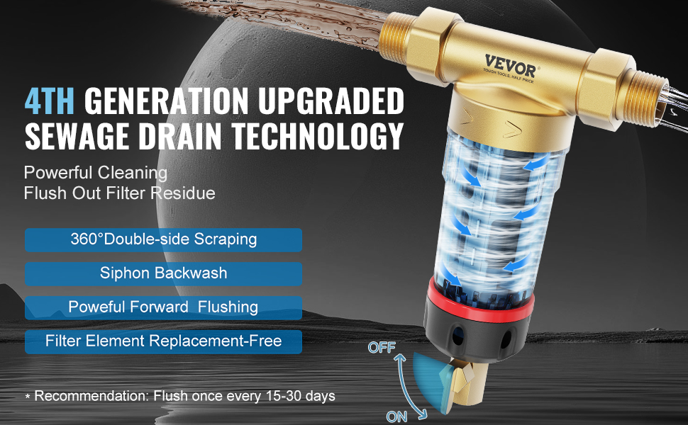 VEVOR Spin Down Filter, 40 Micron Whole House Sediment Filter for Well ...