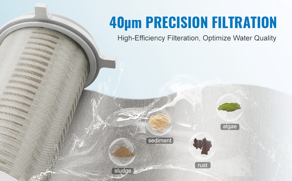 VEVOR Spin Down Filter, 40 Micron Whole House Sediment Filter for Well ...