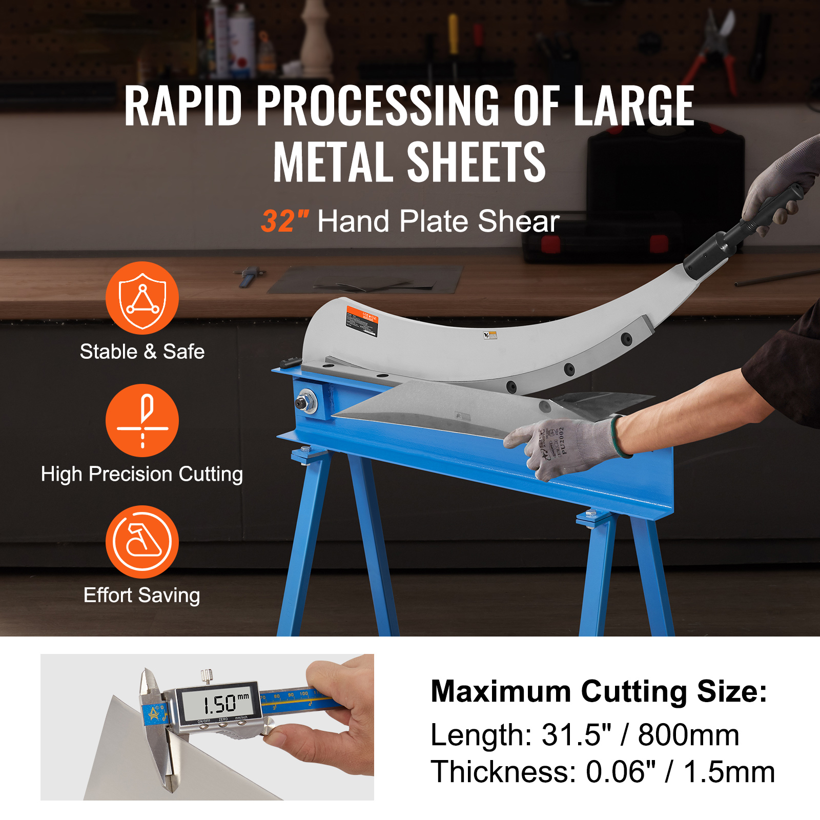 Mophorn 32" Manual Shear for Sheet Metal, Bench Shear Made of Q235 ...