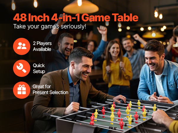 48" Air Hockey Table 4-in-1 Combo Game Table Hockey Foosball Ping Pong ...