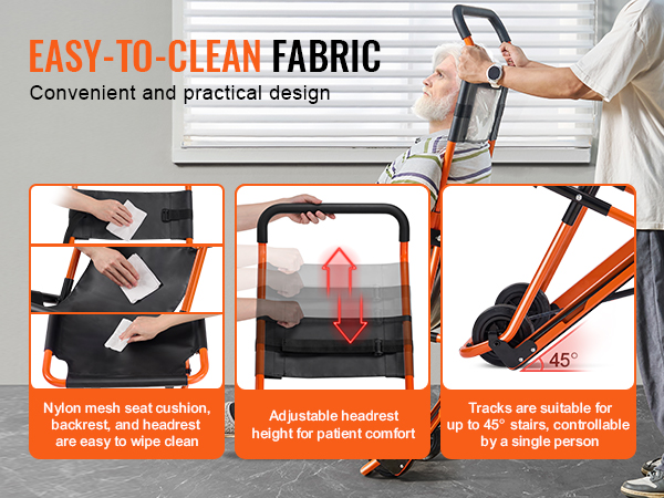 VEVOR Manual Stair Chair, 350 lbs Load Capacity, Foldable Emergency ...