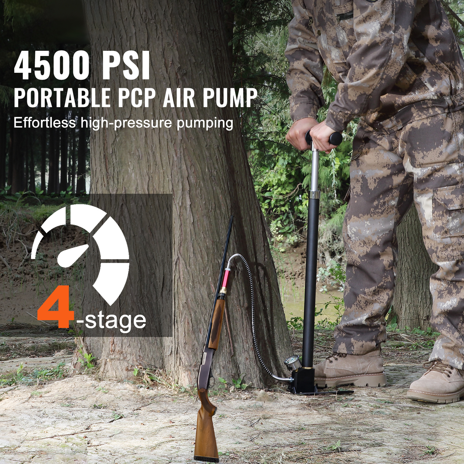 Mophorn 4 Stage PCP Hand Pump, 30Mpa 4500 PSI High Pressure Air Rifle ...