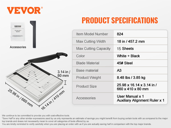 Paper Trimmer Cutter VEVOR Heavy Duty 12 Inch Paper Cutter Guillotine ...