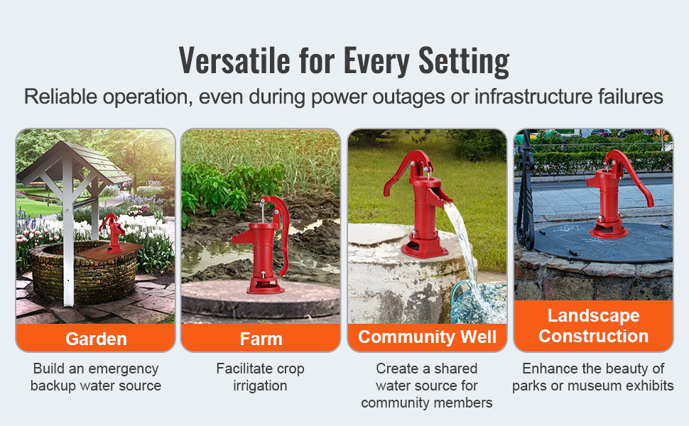 VEVOR Antique Well Hand Pitcher Pump, 25 ft Maximum Lift, Cast Iron ...