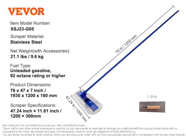 VEVOR Bull Float Manganese Steel Concrete Float 47x11.8 in Concrete ...