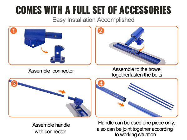 VEVOR Bull Float Manganese Steel Concrete Float 47x11.8 in Concrete ...