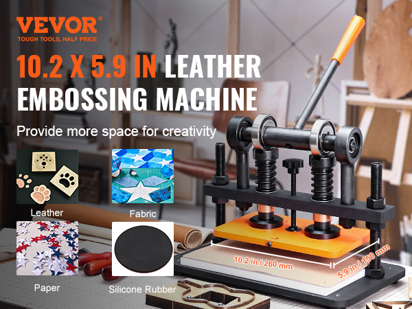 VEVOR Leather Cutting Machine, 10.2 x 5.9 in Embossing Plate Manual Die ...