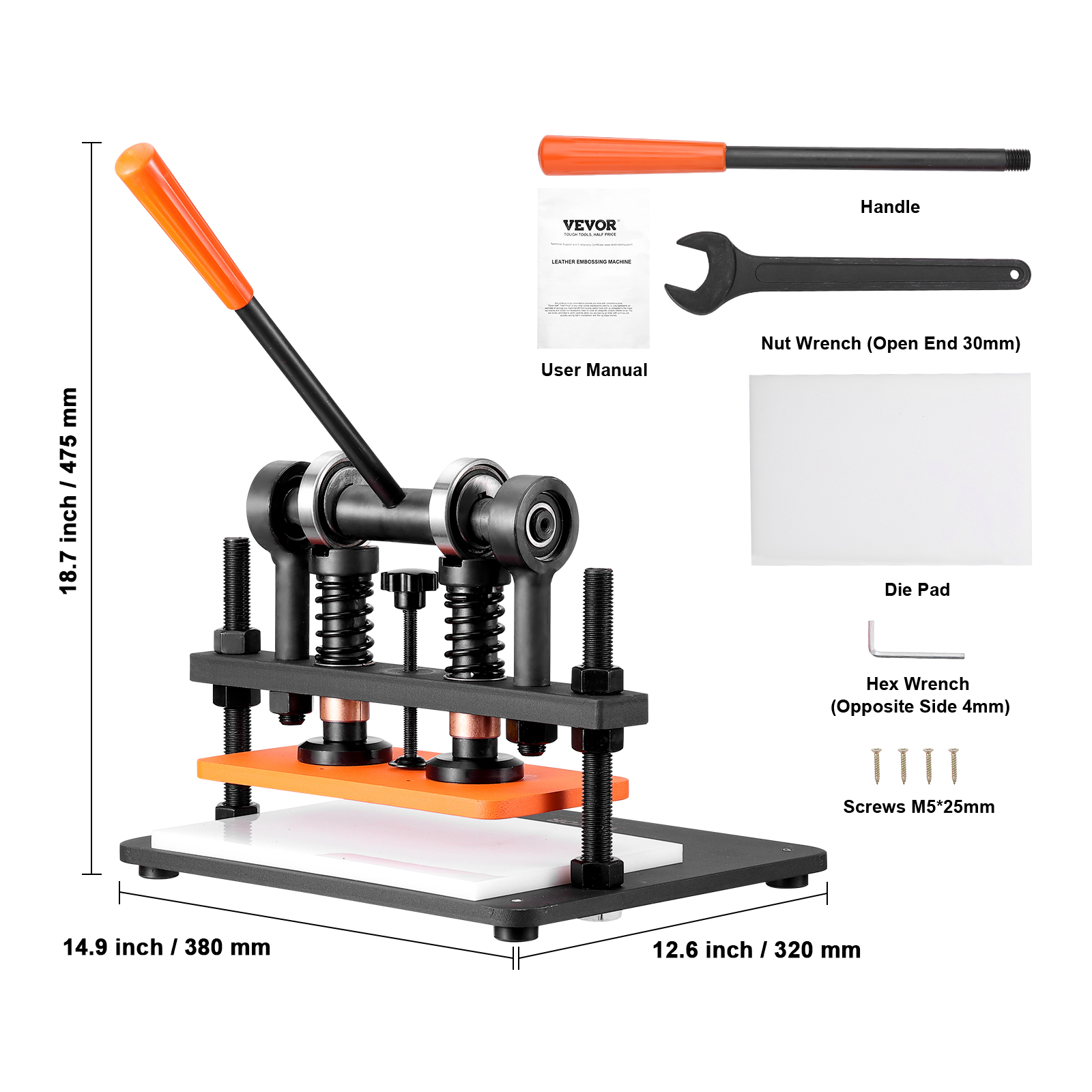 VEVOR Leather Cutting Machine, 11 x 5.5 in Embossing Plate Manual Die ...