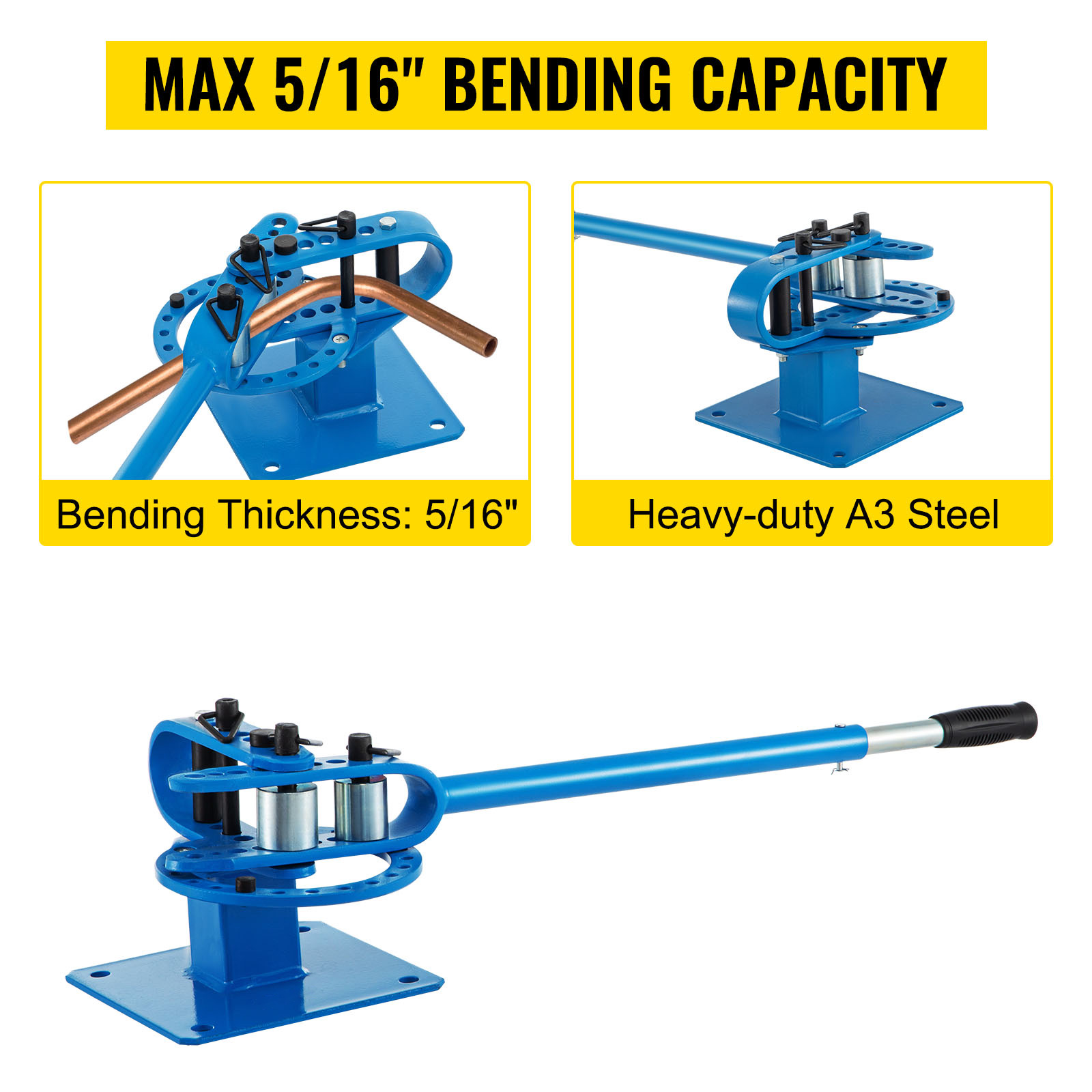 Mophorn YP-9 Manual Bench Top Pipe Bender, 7 Dies for 1-3 Inch Tubes ...