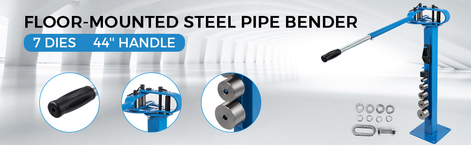 VEVOR YP 38 Pedestal Floor Compact Bender 7 Dies Manual Pipe Bender 44 ...