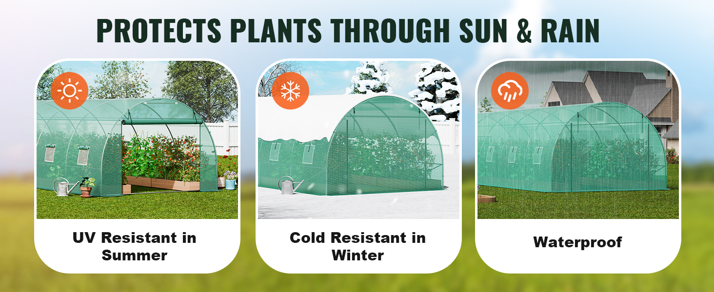 VEVOR Walk-in Tunnel Greenhouse 29.2x9.7x6.5ft Galvanized Frame PE ...