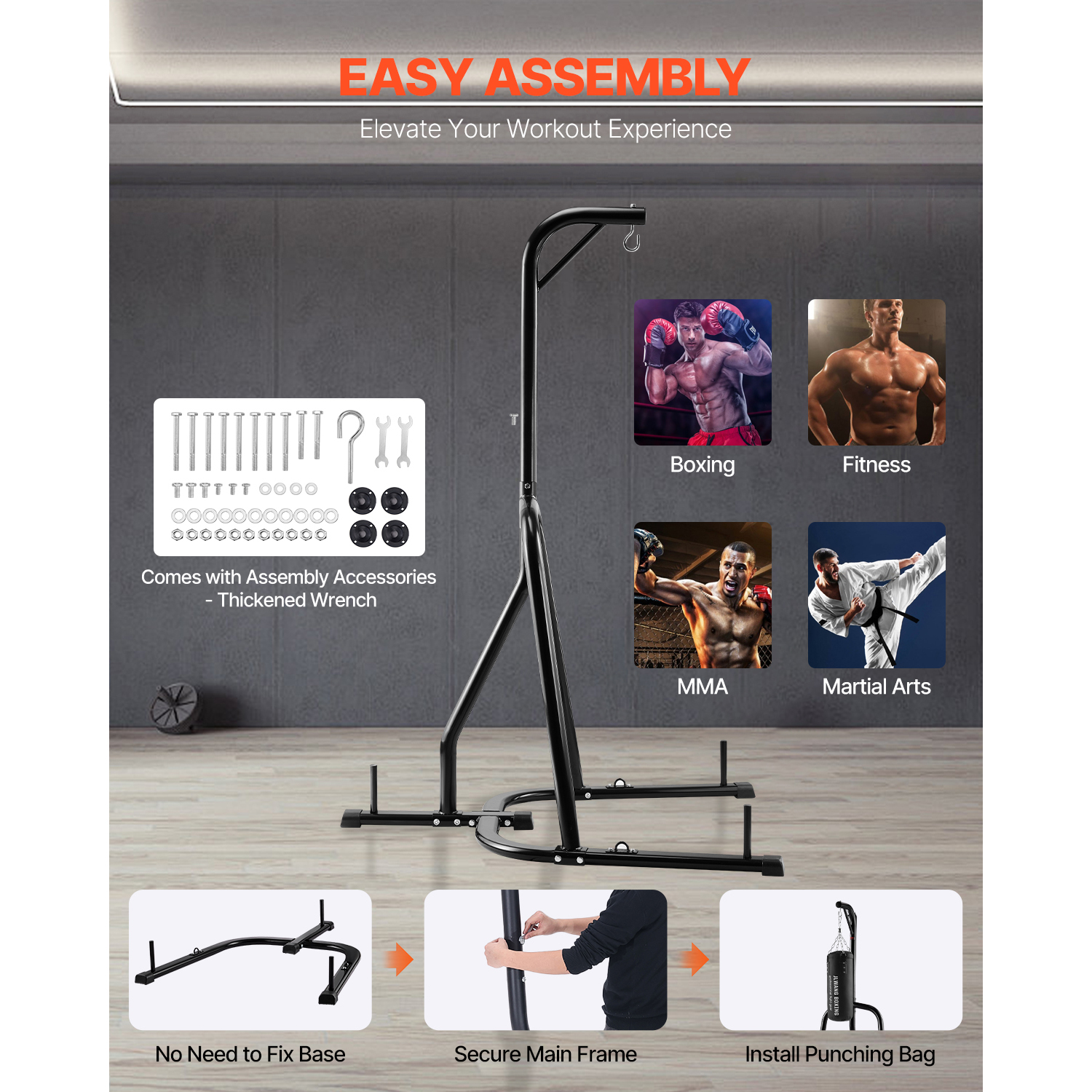 Mophorn Punching Bag Stand, Steel Heavy Duty Workout Equipment, Boxing ...