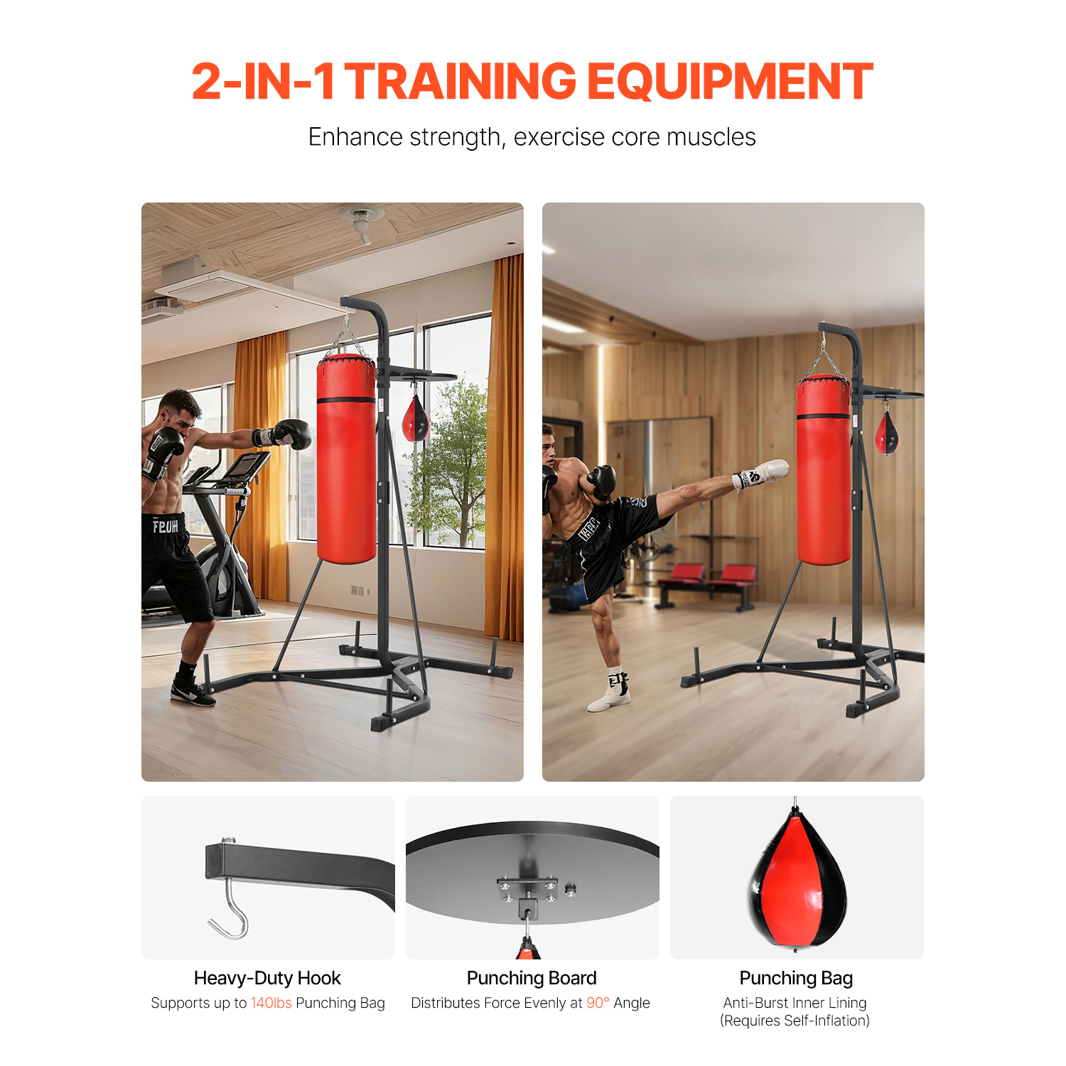 Mophorn 2 in 1 Punching Bag Stand, Steel Heavy Duty Workout Equipment ...