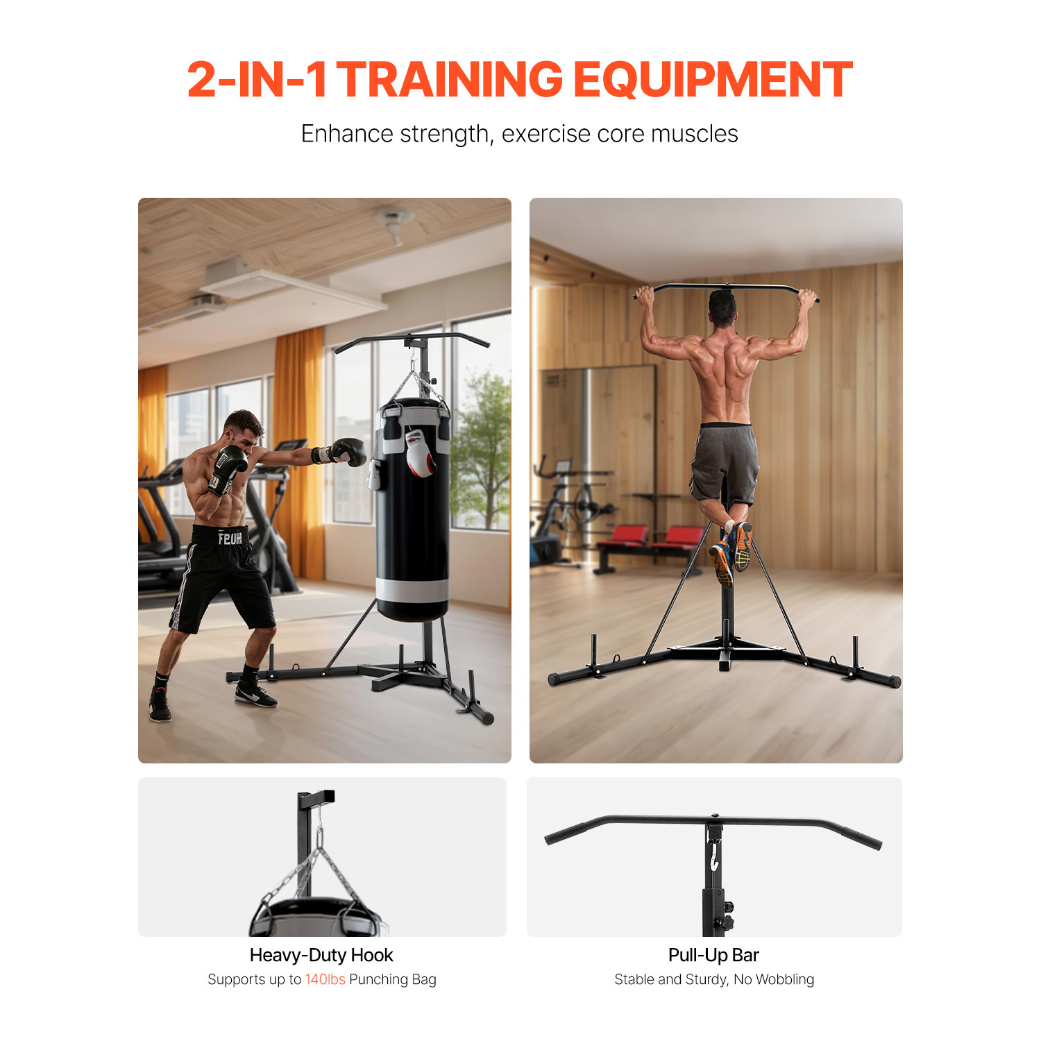 Mophorn 2 in 1 Punching Bag Stand, Steel Heavy Duty Workout Equipment ...