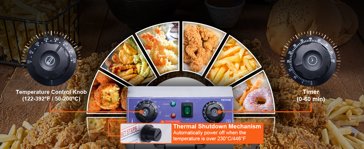 VEVOR Friteuse Electrique Commerciale 2 Cuves de 12 L 6000 W Friteuse a ...