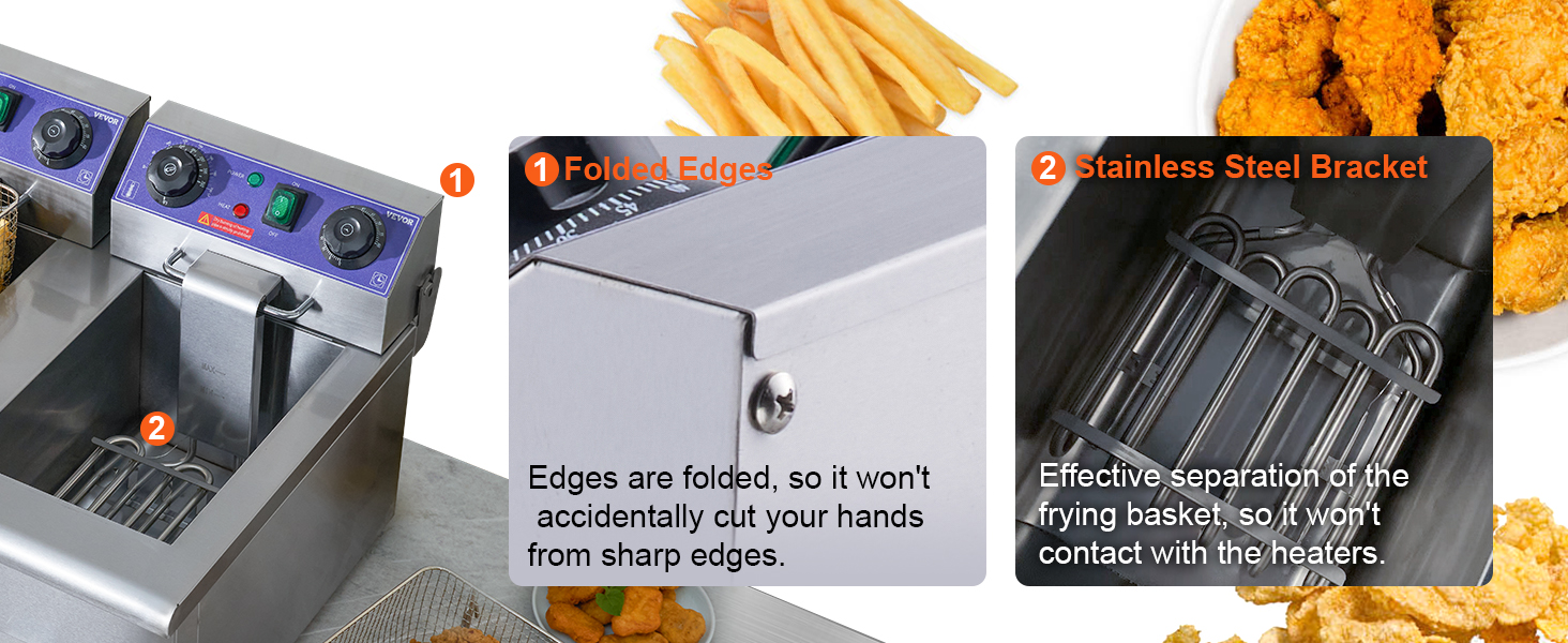 VEVOR Friteuse Electrique Commerciale 2 Cuves de 12 L 6000 W Friteuse a ...