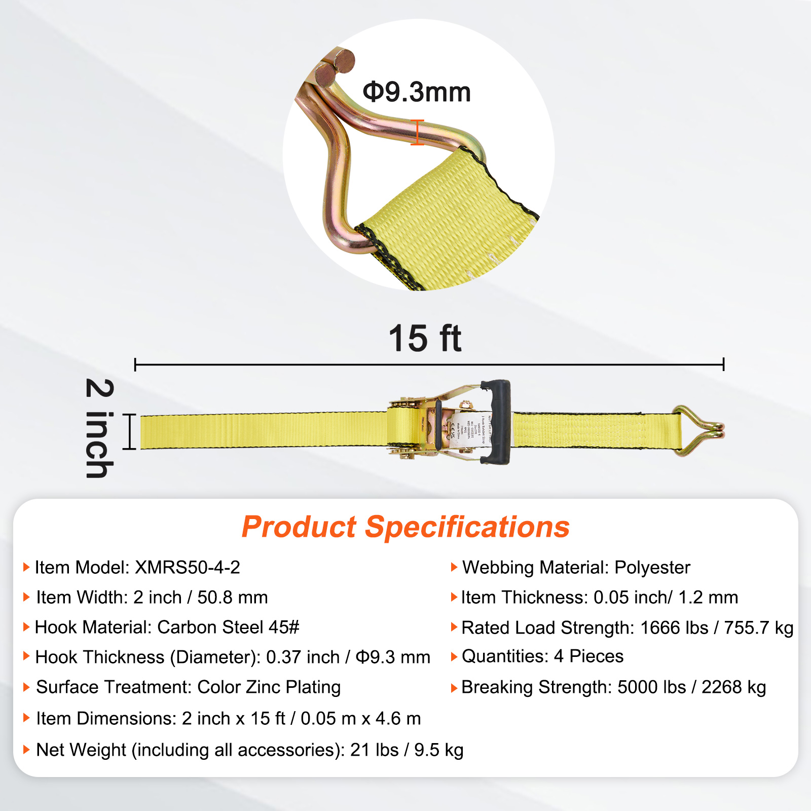 Uimoso Ratchet Straps Tie Down Strap 2"x 8' ,15',27',30' w/J Hook/S ...