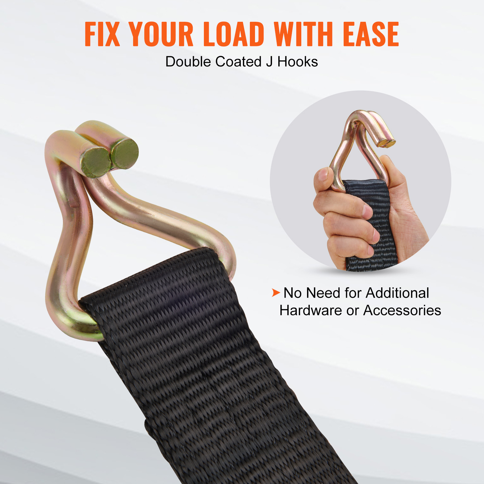 VEVOR Ratchet Straps Tie Down Strap 2"x 8' ,15',27',30' w/J Hook/E-Track 8 Pack | eBay