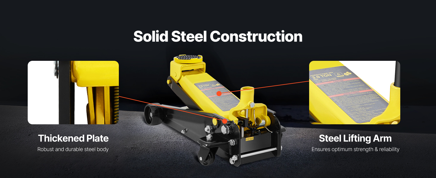 VEVOR Floor Jack, 3 Ton Low Profile Floor Jack, Heavy-duty Steel Racing ...