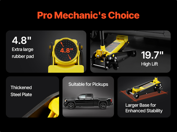 VEVOR Low Profile Floor Jack 3 Ton Heavy Steel Single Piston Hydraulic ...