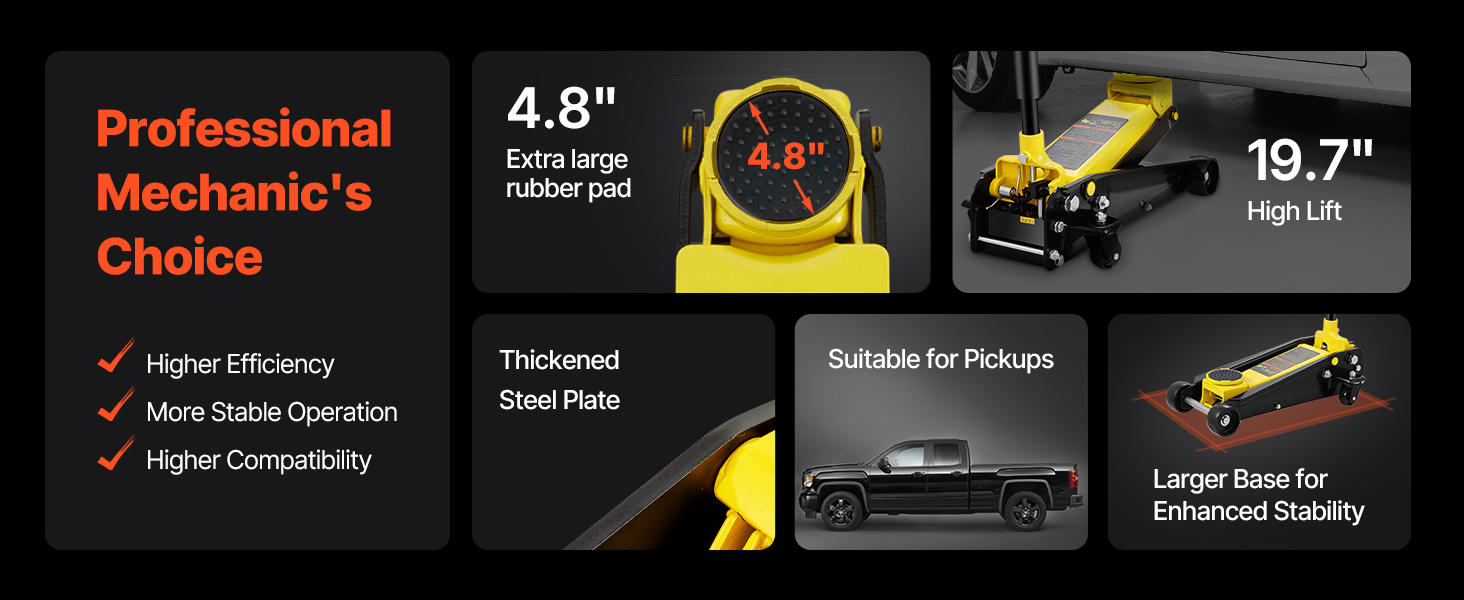 VEVOR Low Profile Floor Jack 3 Ton Heavy Steel Single Piston Hydraulic ...