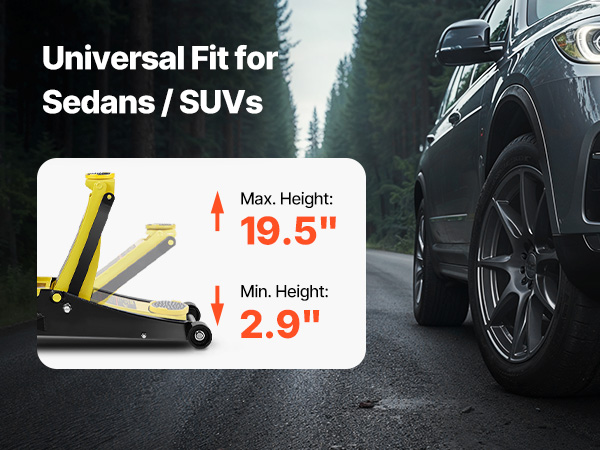 VEVOR Floor Jack, 3 Ton Low Profile Floor Jack, Heavy-duty Steel Racing ...