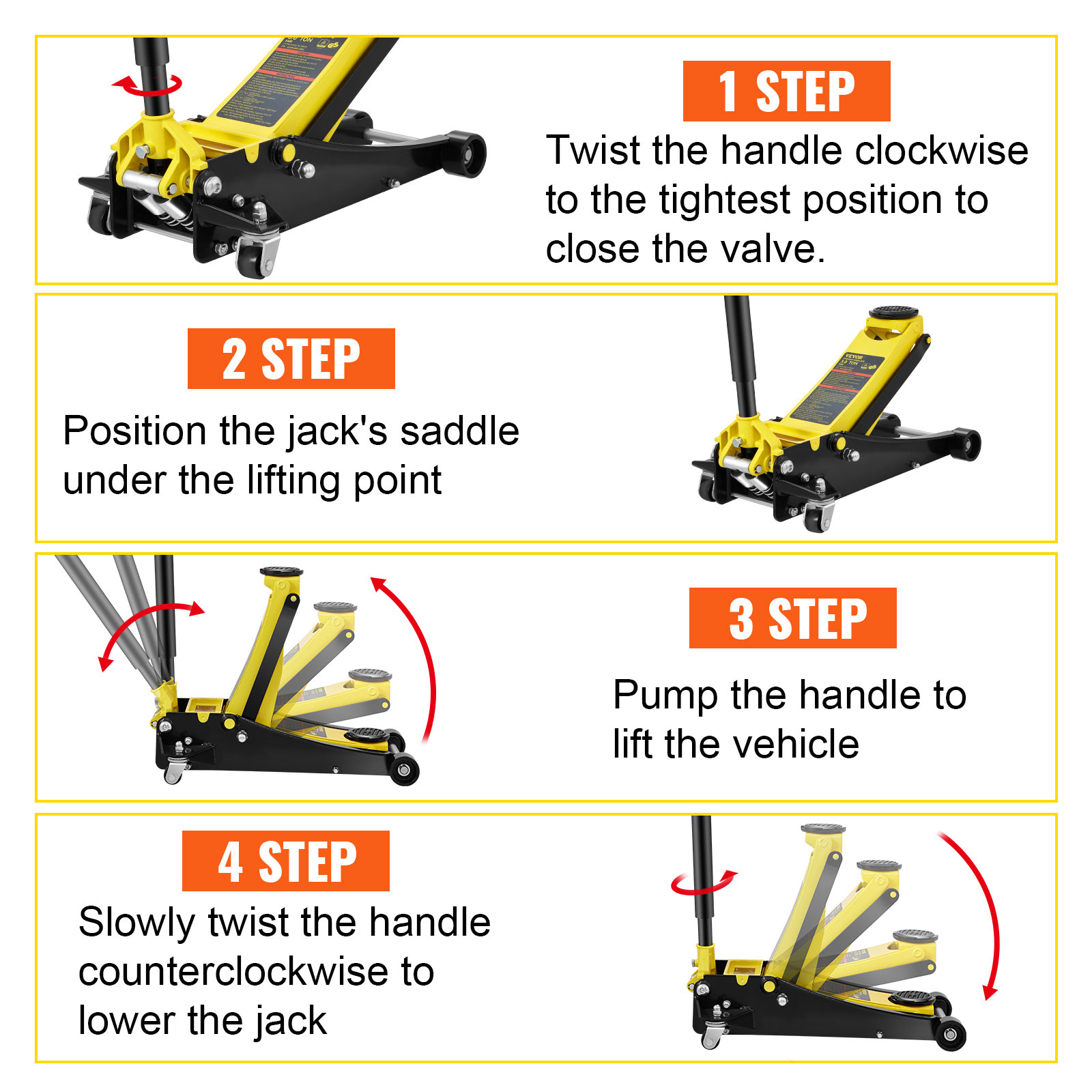 VEVOR Floor Jack, 3 Ton Low Profile Floor Jack, Heavy-duty Steel Racing ...