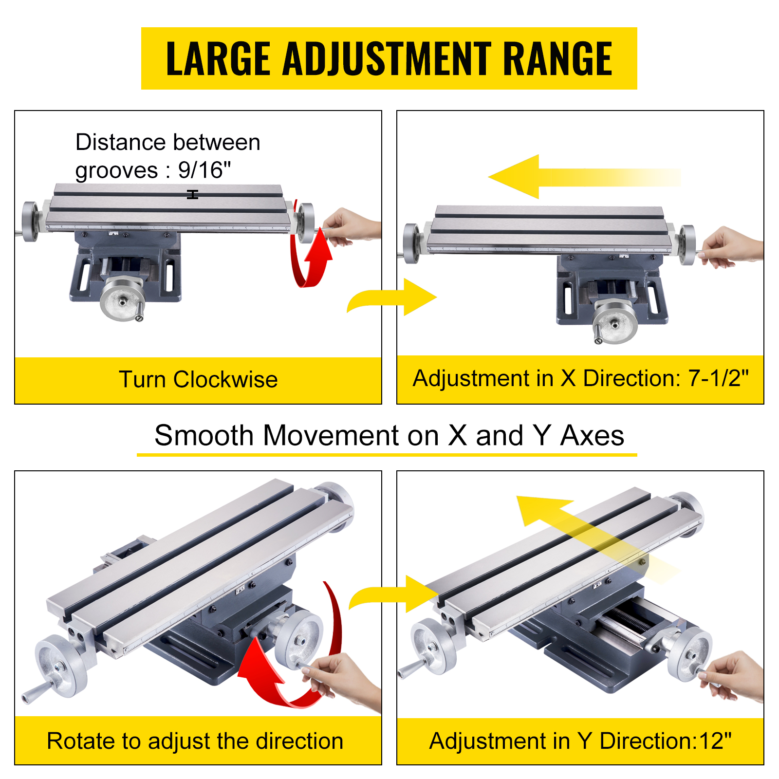 Vevor Cross Milling Work Slide Table Bench Drilling Milling Machine 6"x ...