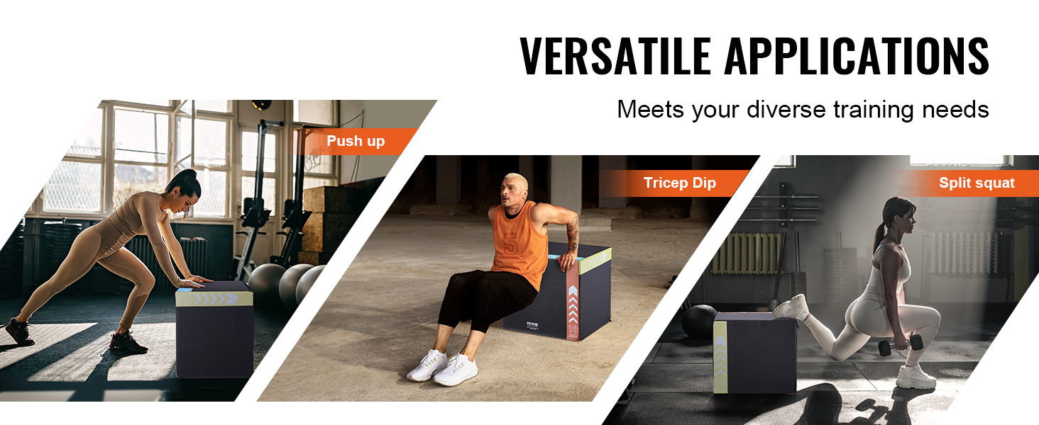 VEVOR 3 in 1 Plyometric Jump Box, 20/18/16 Inch Cotton Plyo Box ...