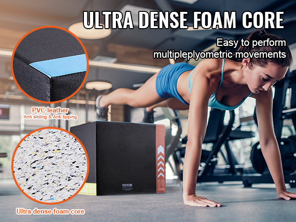 VEVOR 3 in 1 Plyometric Jump Box, 20/18/16 Inch Cotton Plyo Box ...