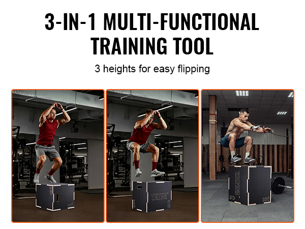 VEVOR 3 w 1 Plyometryczne pudełko do skoków 20/18/16 cali Plyo Box ...