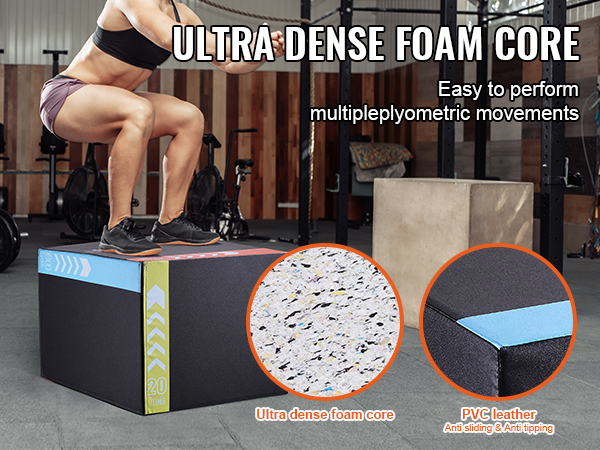 VEVOR 3 in 1 Plyometric Jump Box, 30/24/20 Inch Cotton Plyo Box ...