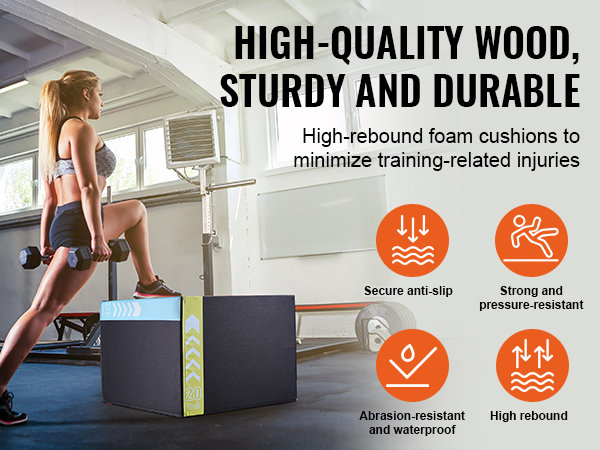 VEVOR 3 in 1 Plyometric Jump Box, 30/24/20 Inch Foam Plyo Box, Platform ...