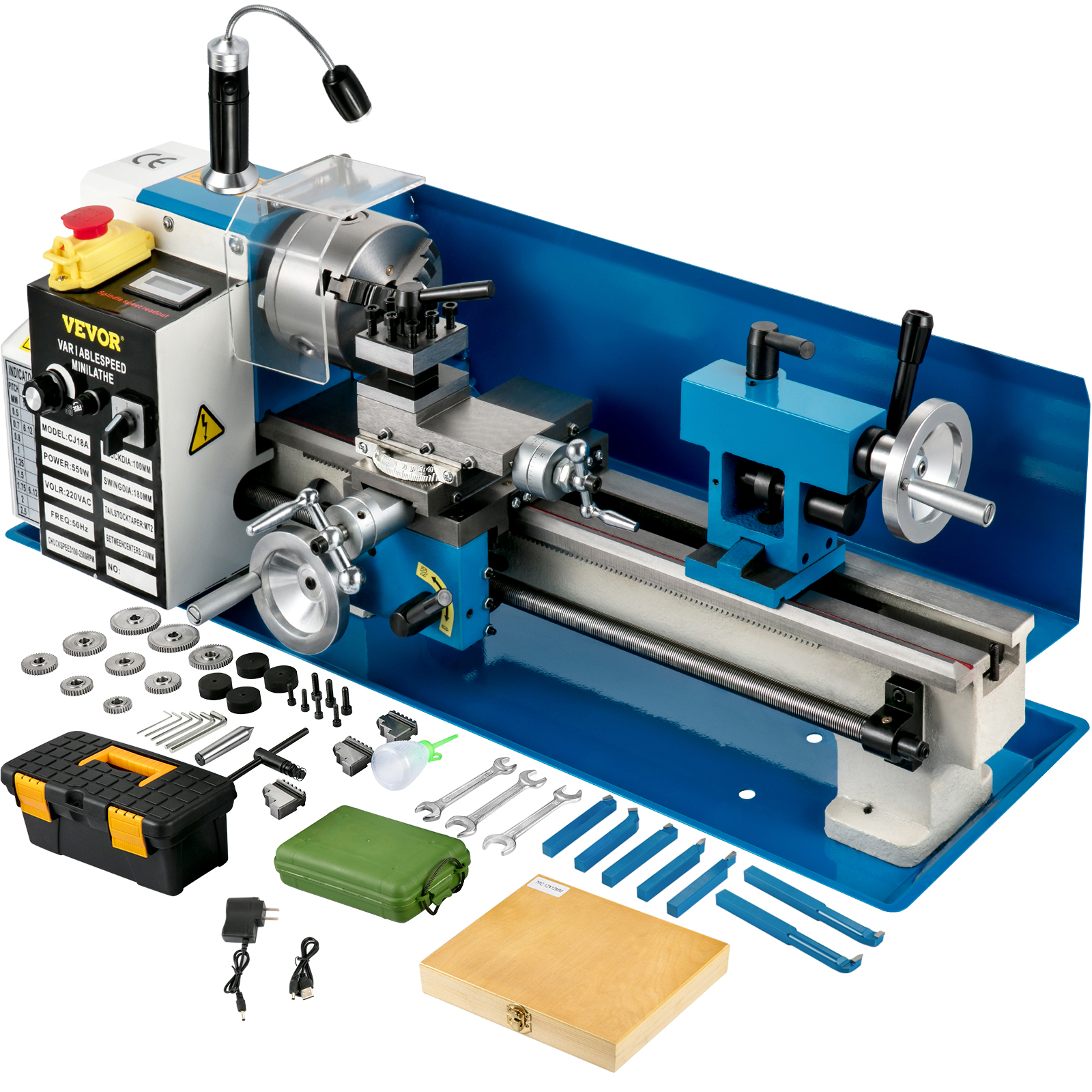 Mini Lathe Machine BERXOL Mini Wood Lathe Machine - 12V-24VDC, 7 Speeds ...