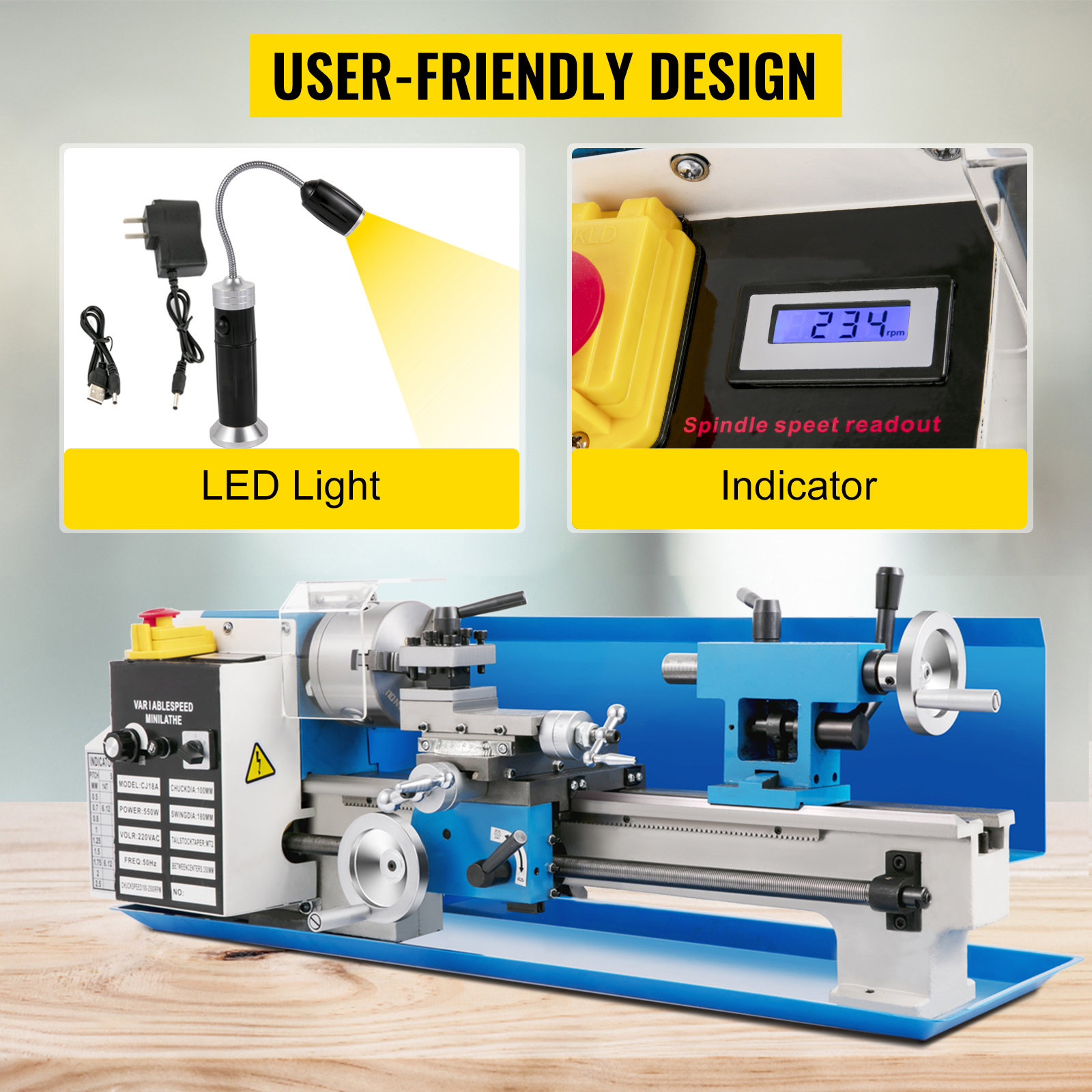 Mophorn Mini Tornio per Metallo, Tornio da Banco 7"x14", Tornio per ...