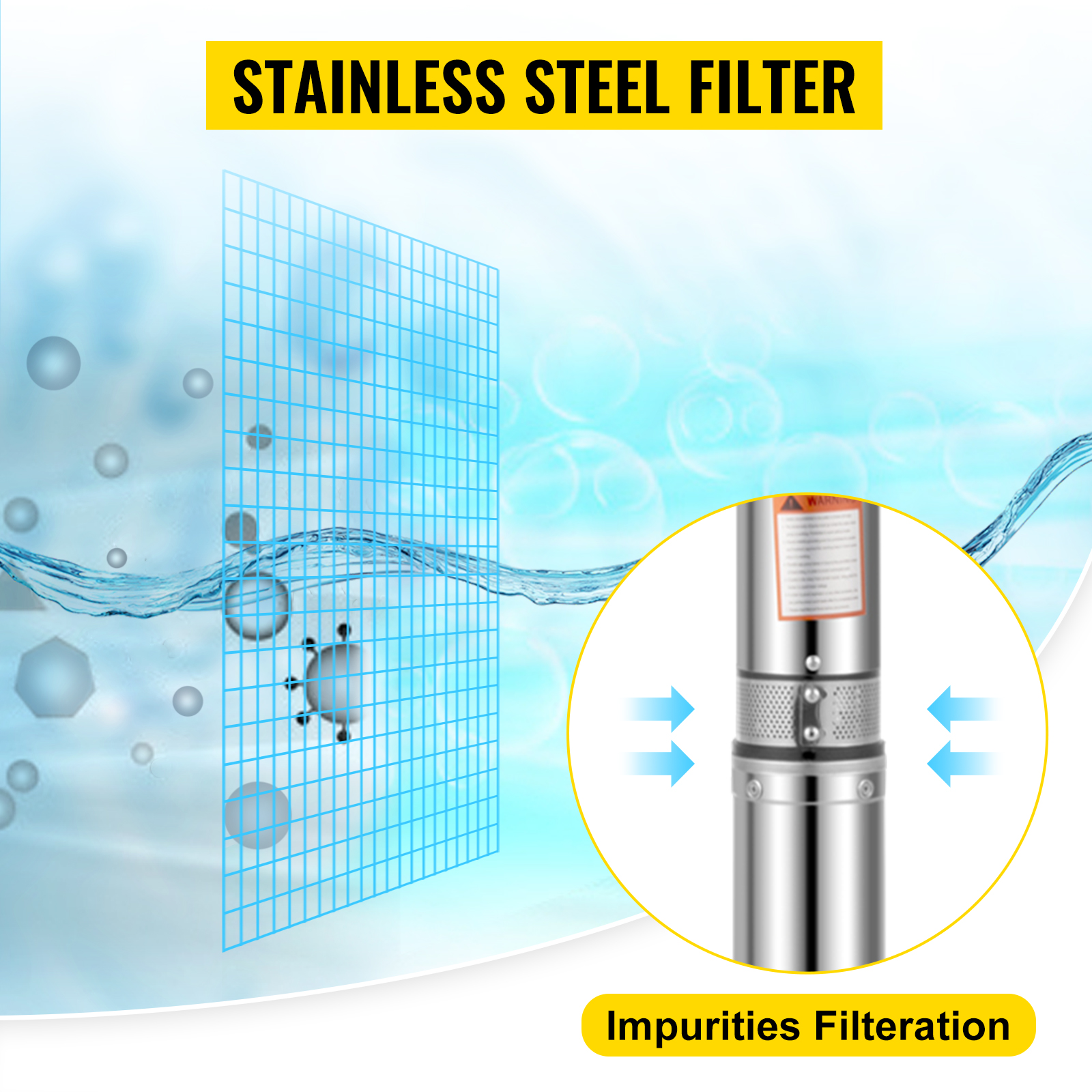 VEVOR Well Pump 3 HP, Submersible Well Pump 220V, Stainless Steel Deep ...