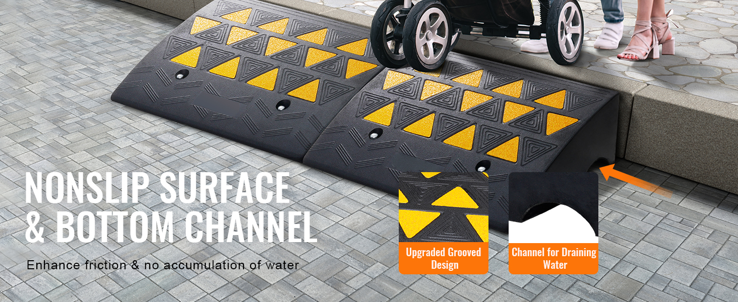 Mophorn Rubber Curb Ramp 2 Pack, 6" Rise Height Heavy-Duty 33069 lbs/15 ...