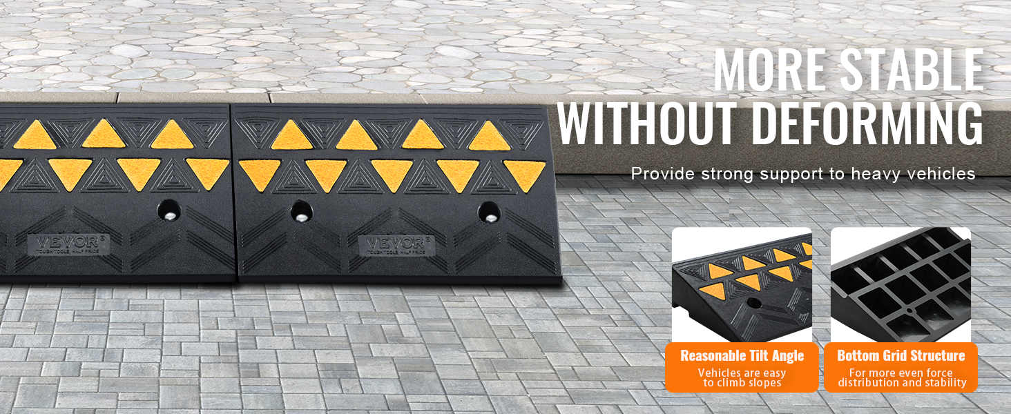 VEVOR Rubber Curb Ramp 2 Pack, 11 cm Rise Height Heavy-Duty 15 tons ...