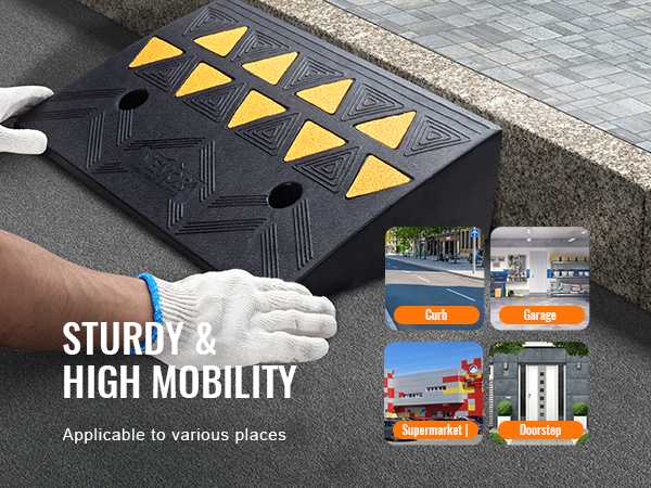 VEVOR Rubber Curb Ramp 2 Pack, 4.3" Rise Height Heavy-Duty 33069 lbs/15 ...
